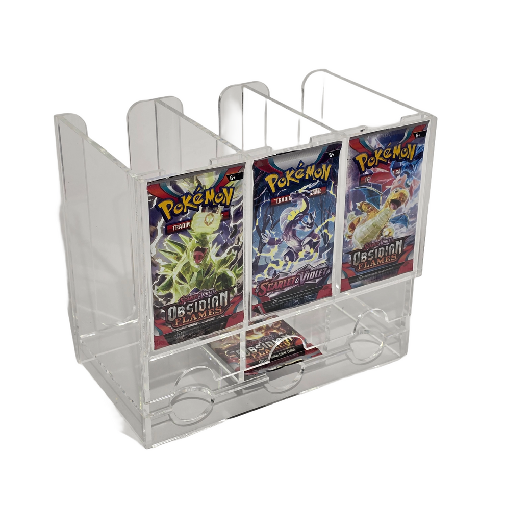 Acrylic Booster Pack Dispenser for TCG Packs (3 Slots) – Display Safes